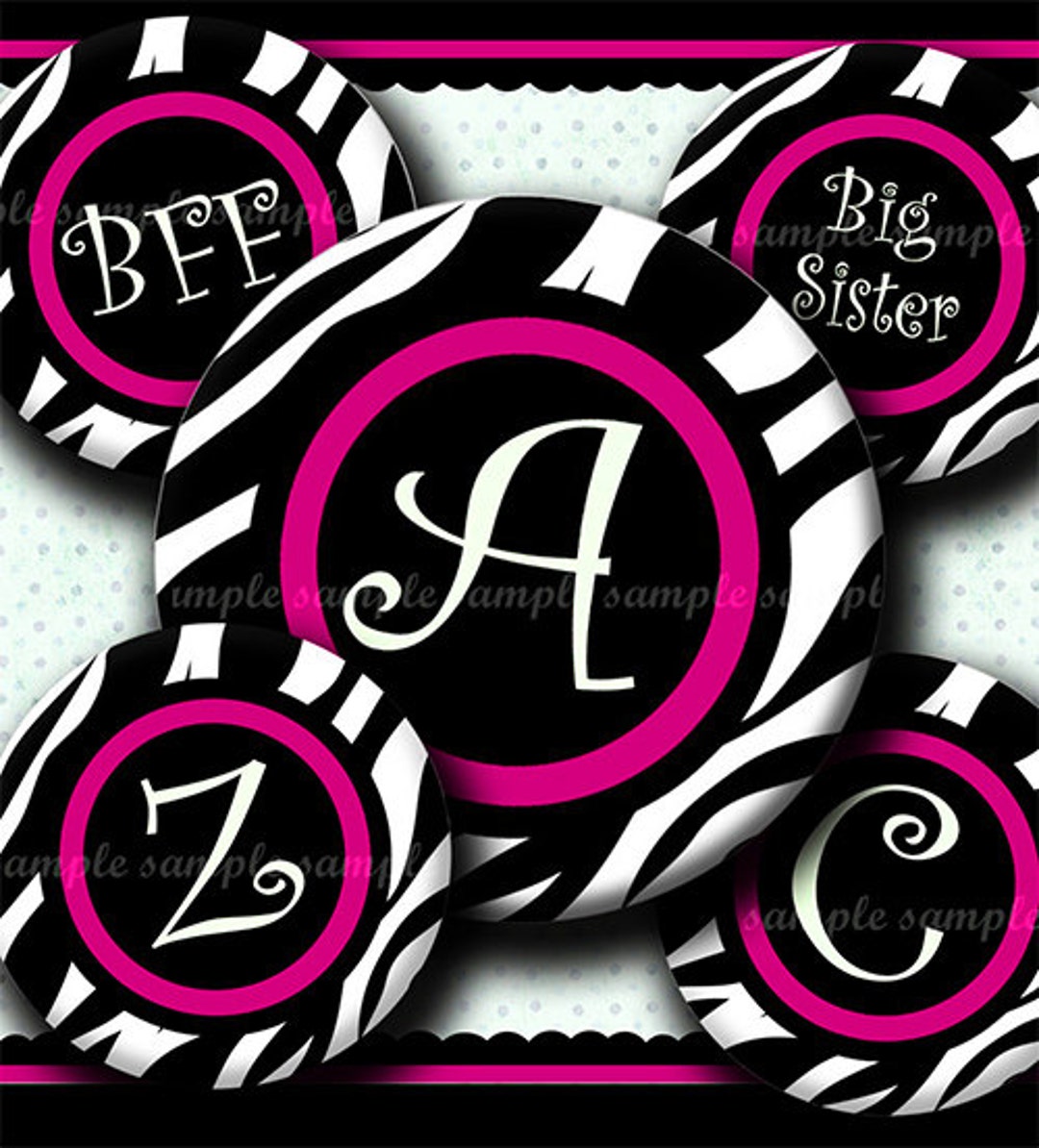 INSTANT DOWNLOAD Hot Pink Zebra Alphabet 624 4x6 Digital Collage Sheet ...
