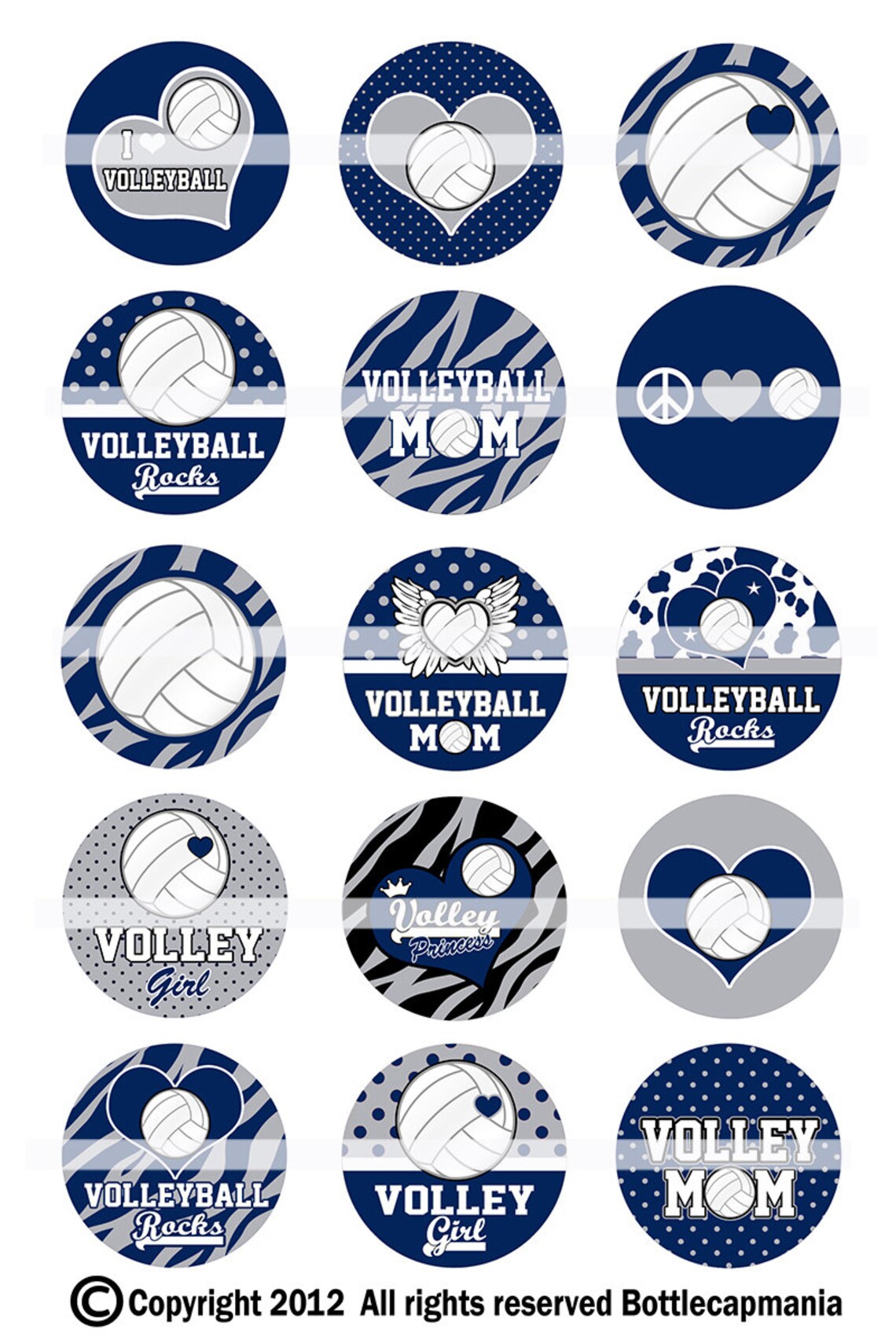 INSTANT DOWNLOAD Navy and Grey Volleyball Rocks 771 4x6 - Etsy