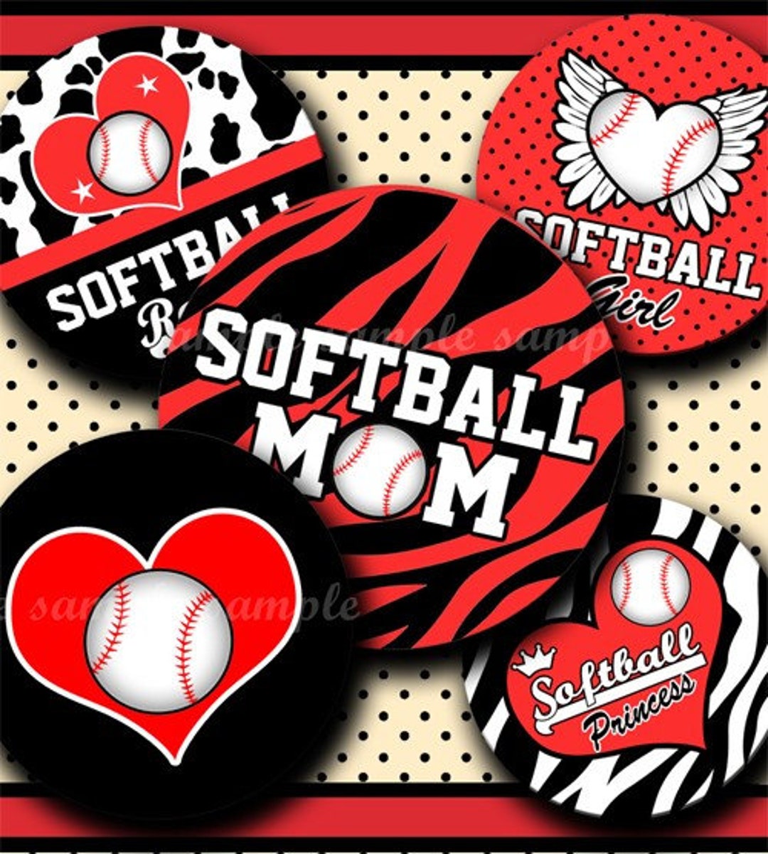 INSTANT DOWNLOAD Softball Rocks (194) 4x6 Bottle Cap Images Digital ...