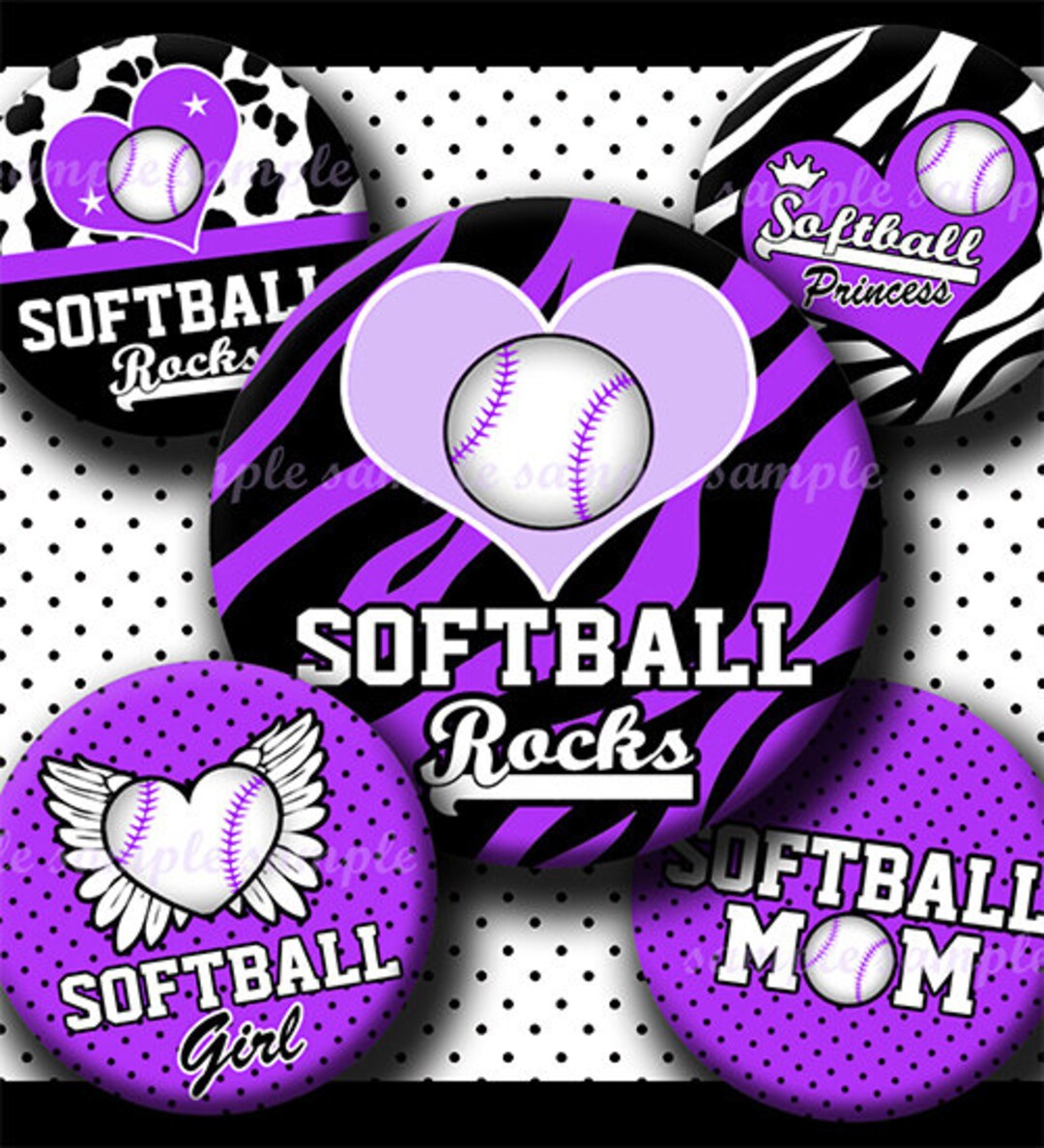 INSTANT DOWNLOAD Purple Softball Rocks (530) 4x6 Bottle Cap Images ...