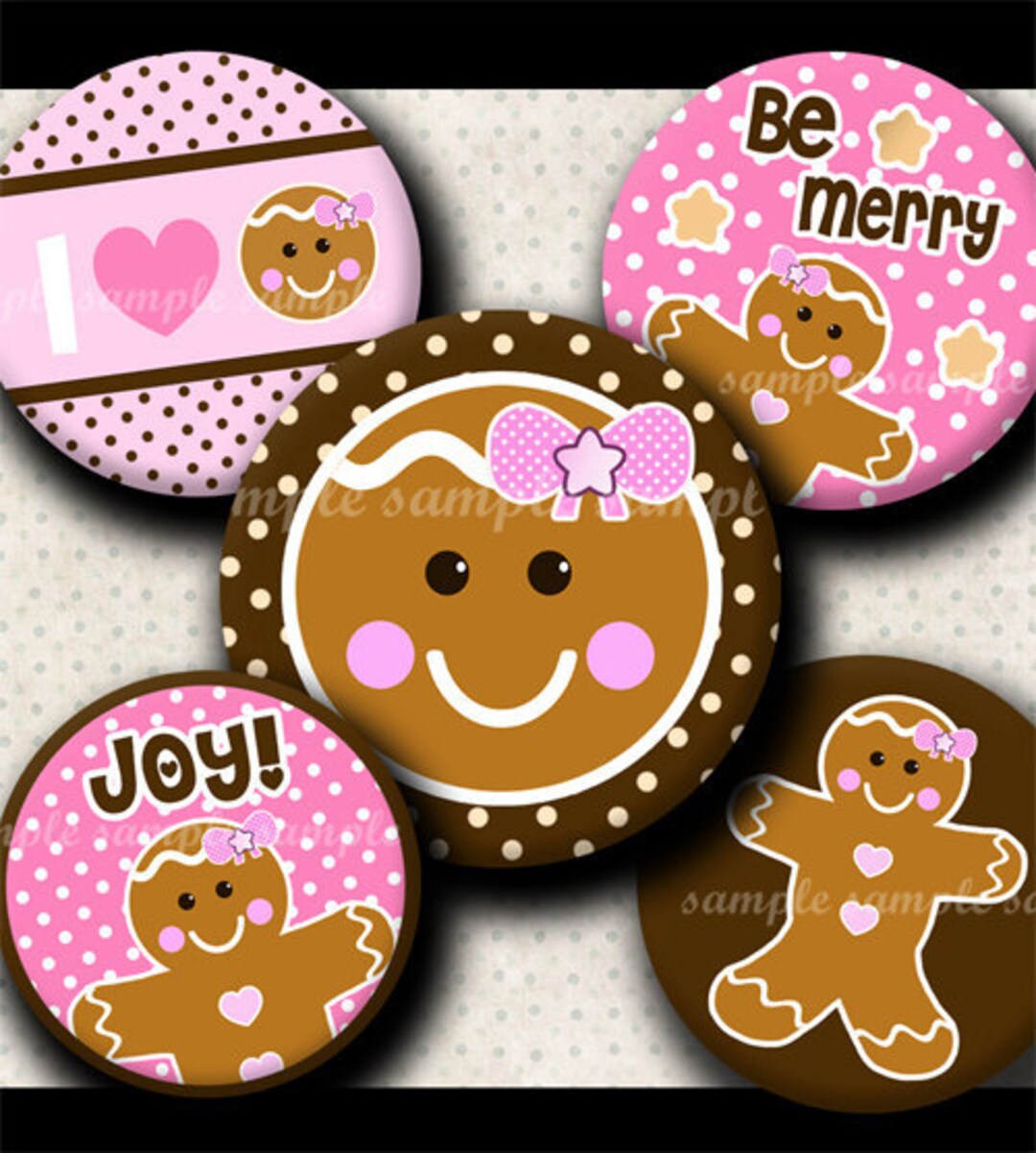 INSTANT DOWNLOAD Christmas Girly Gingerbread (364) 4x6 Bottle Cap ...