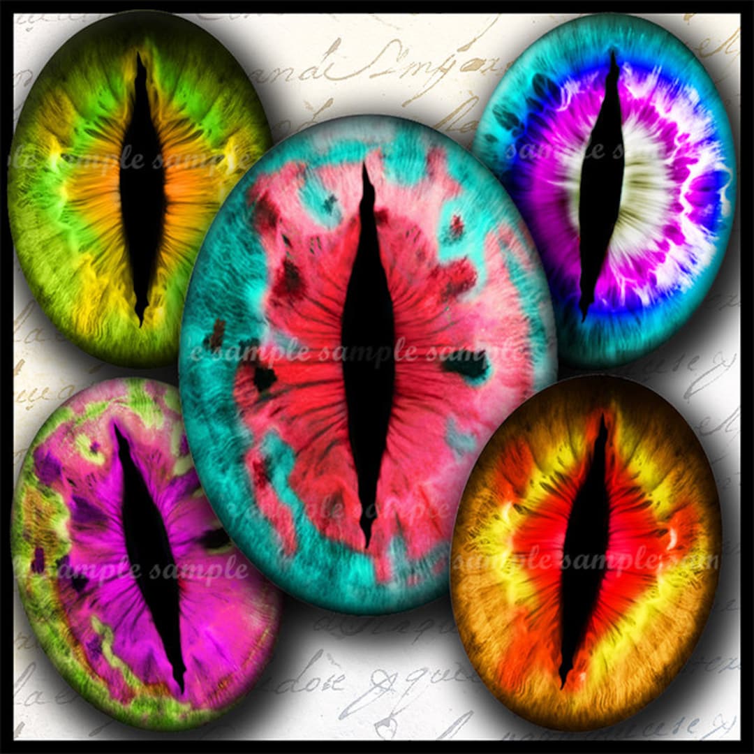 INSTANT DOWNLOAD Colorful Cat Eyes (743) 4x6 and 8.5x11 Oval 30x40mm ...