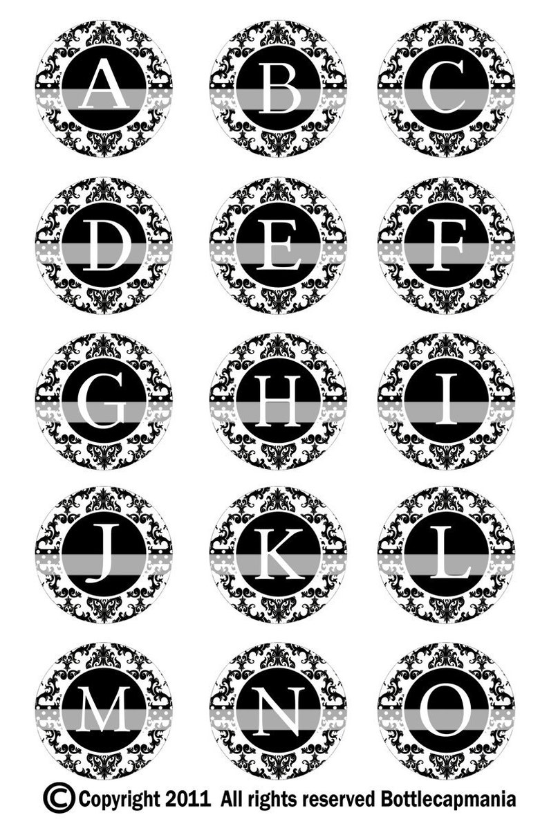 INSTANT DOWNLOAD Black and White Damask Alphabet 403 4x6 | Etsy