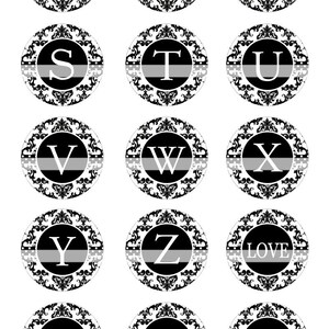 INSTANT DOWNLOAD Black and White Damask Alphabet (403) 4x6 Digital ...