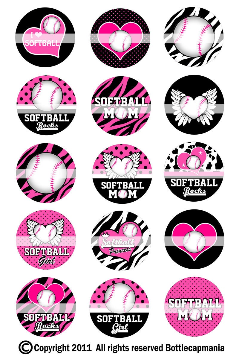 INSTANT DOWNLOAD Pink Softball Rocks 195 4x6 Bottle Cap - Etsy