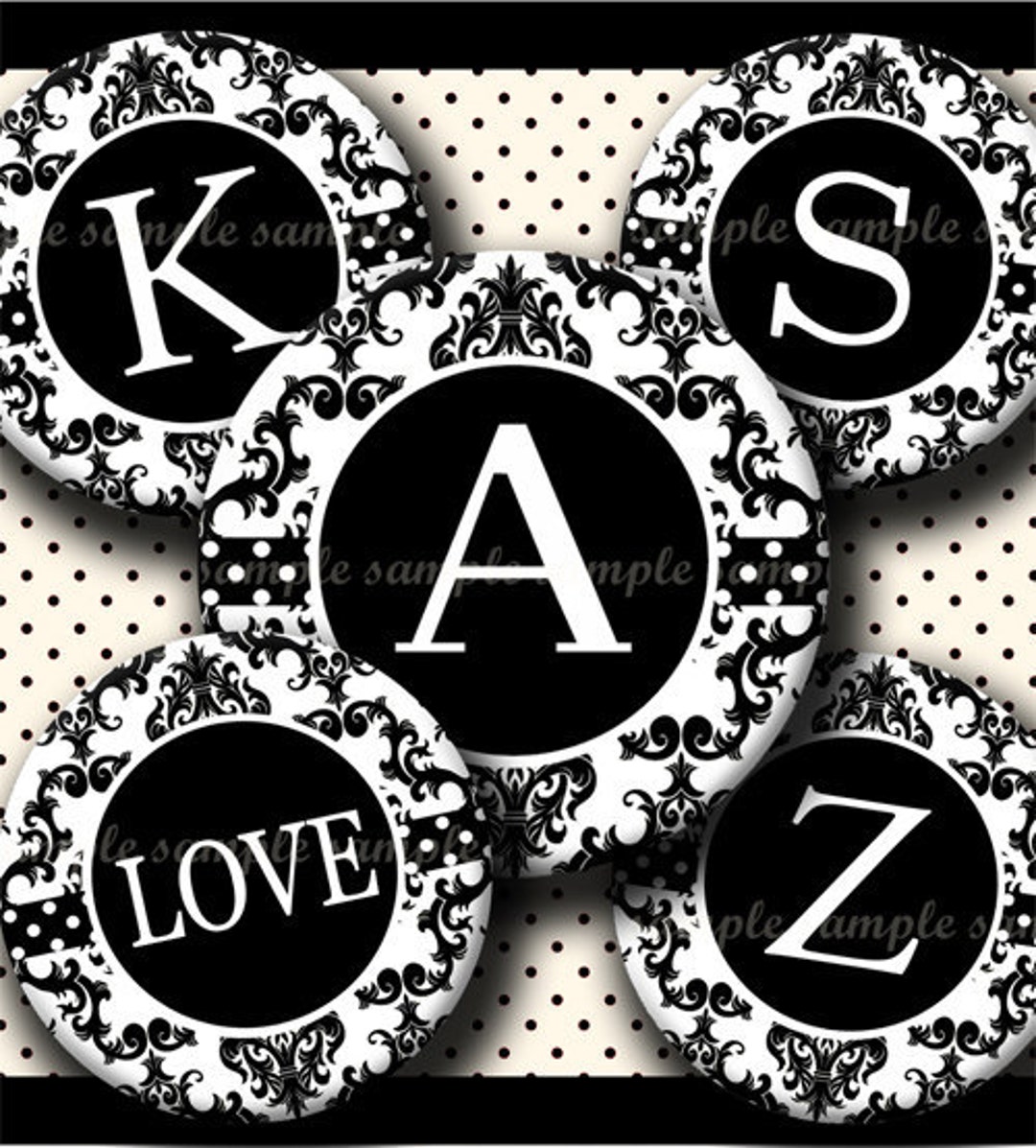 INSTANT DOWNLOAD Black and White Damask Alphabet (403) 4x6 Digital ...