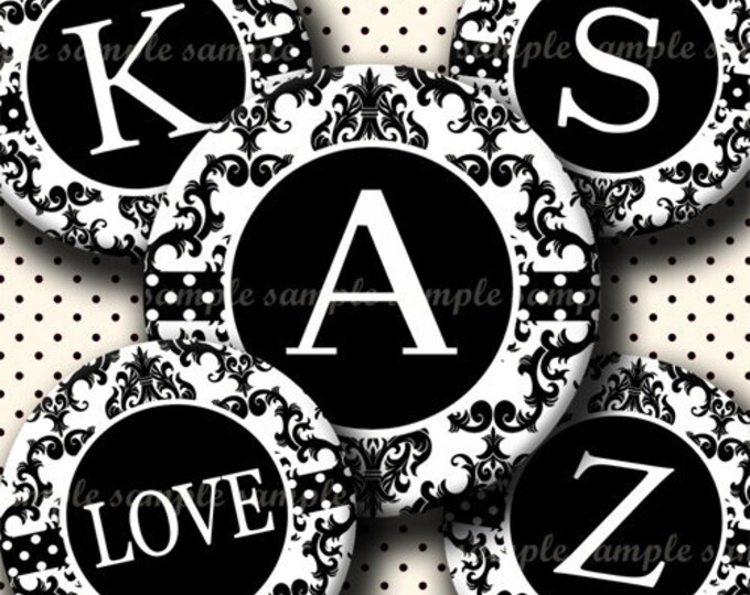 INSTANT DOWNLOAD Black and White Damask Alphabet (403) 4x6 Digital ...