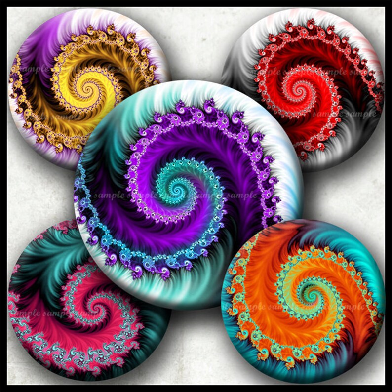 INSTANT DOWNLOAD Colorful Fractals (745) 4x6 1 Inch Round Bottle Cap ...