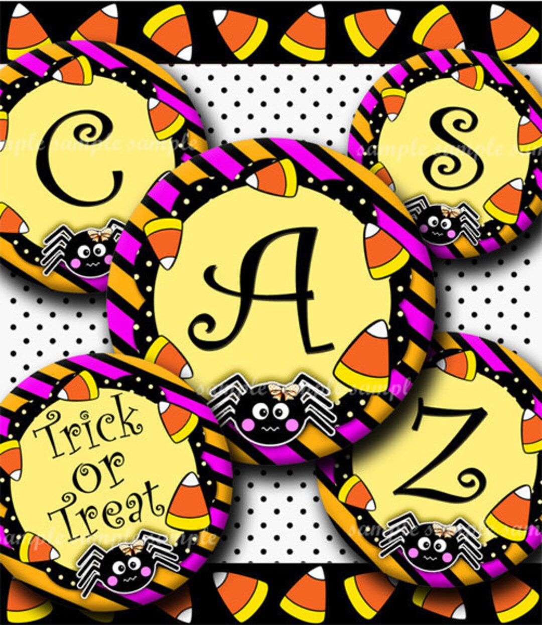 INSTANT DOWNLOAD Halloween Cute Spider Alphabet (284) 4x6 Digital ...