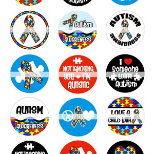 INSTANT DOWNLOAD Autism Awareness (444) 4x6 Bottle Cap Images Digital ...