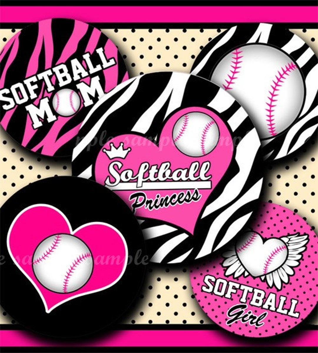 INSTANT DOWNLOAD Pink Softball Rocks (195) 4x6 Bottle Cap Images ...