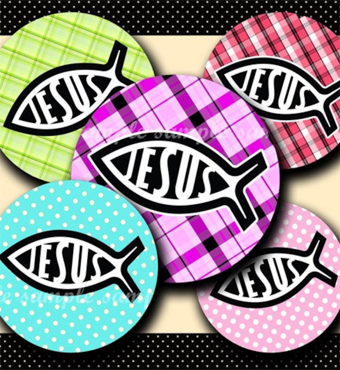 INSTANT DOWNOLAD Colorful Jesus Fish (189) 4x6 Bottle Cap Images ...