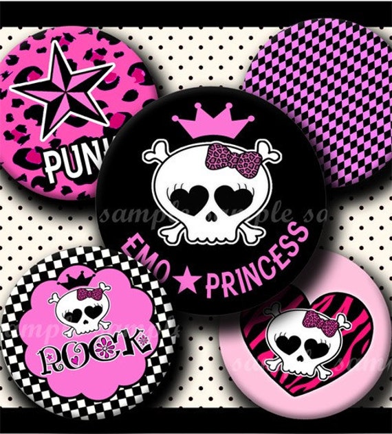 INSTANT DOWNLOAD Girly Emo Skulls 216 4x6 Bottle Cap Images - Etsy