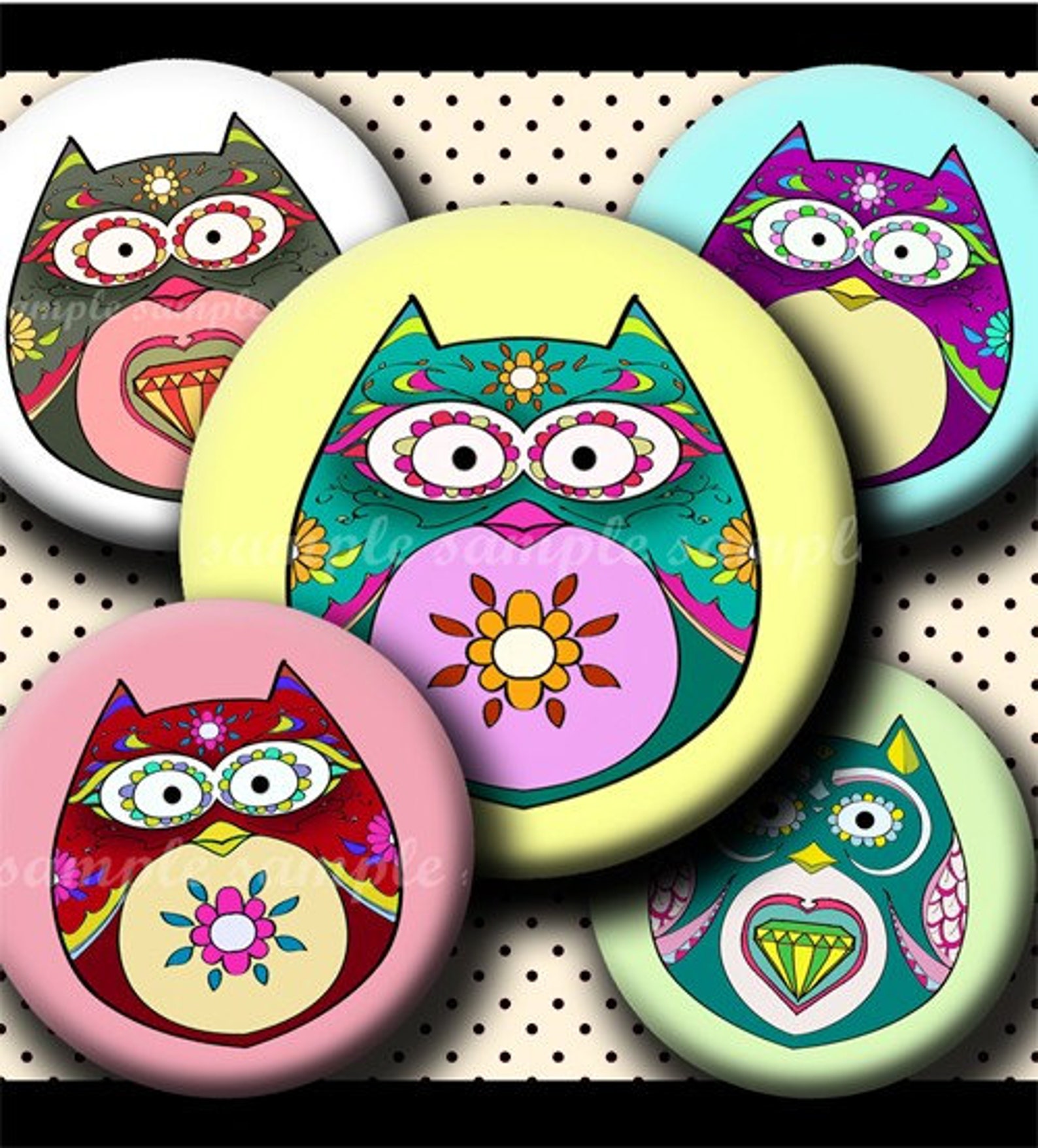 INSTANT DOWNLOAD Cutie Floral Owls 222 4x6 Bottle Cap Images - Etsy