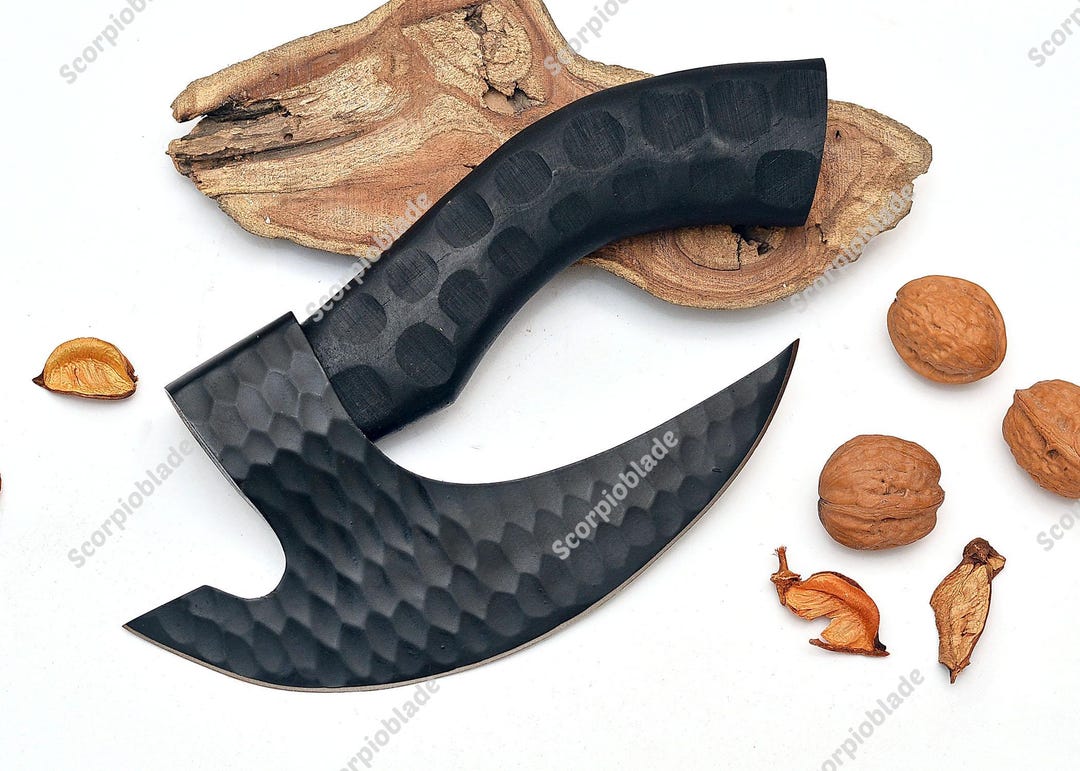 Hand Forged Mezzaluna Pizza Cutter – Curved Rocking Knife for Kitchen ...
