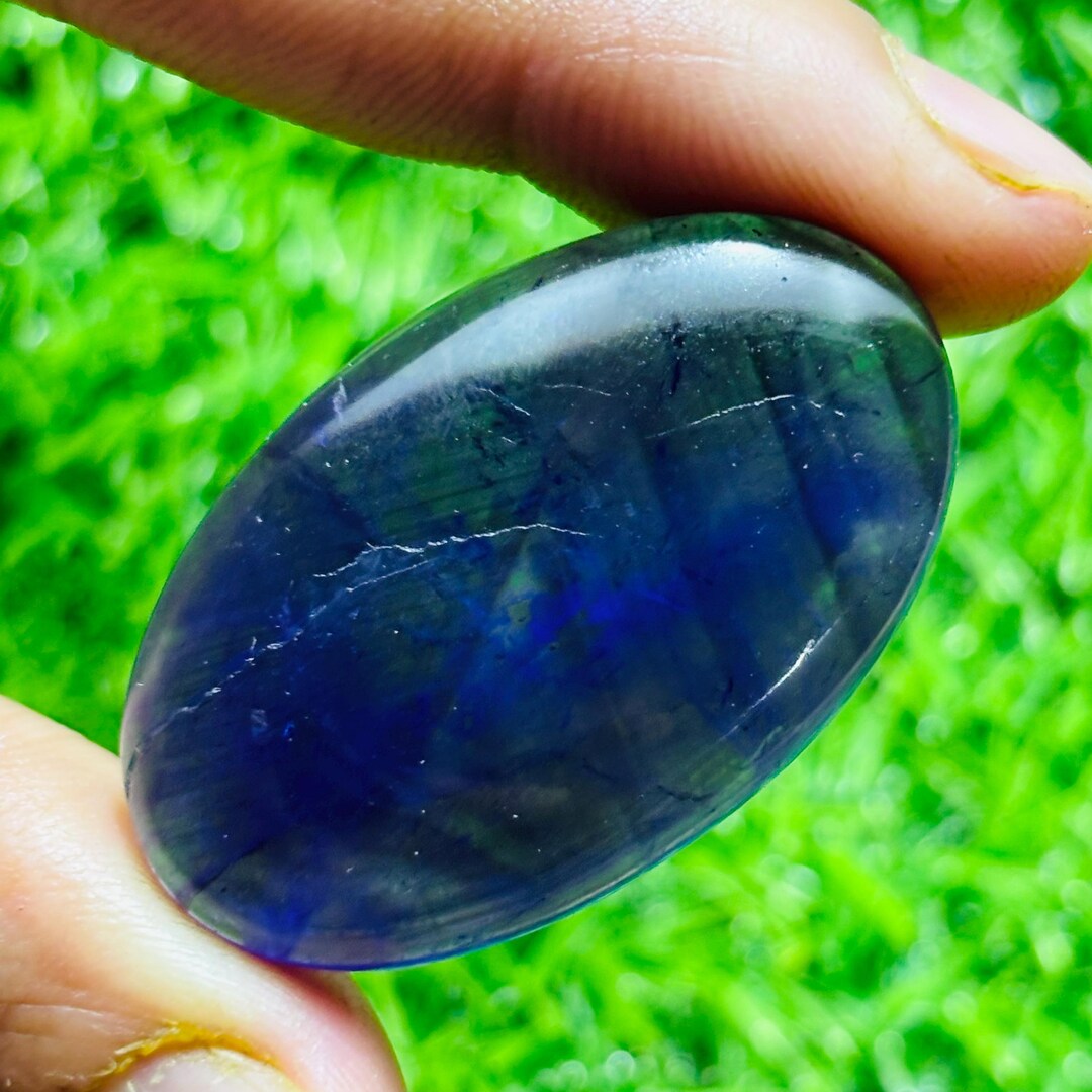 Natural Purple Blue Fluorite Oval Cabochon – Polished Loose Gemstone ...