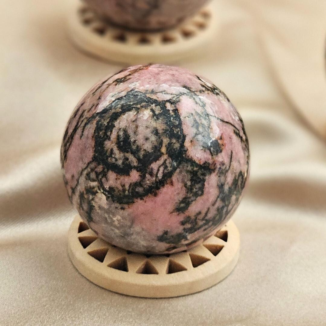 Rhodonite Sphere Polished Crystal Ball Pink Black Stone Home Decor ...