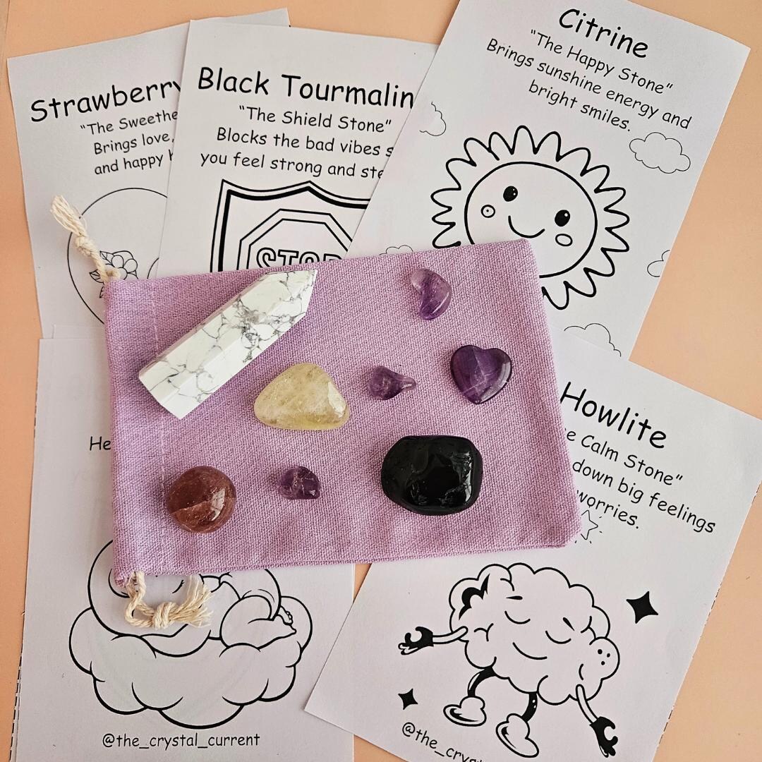 Kids Crystal Learning Set With Colouring Info Cards Educational Crystal ...