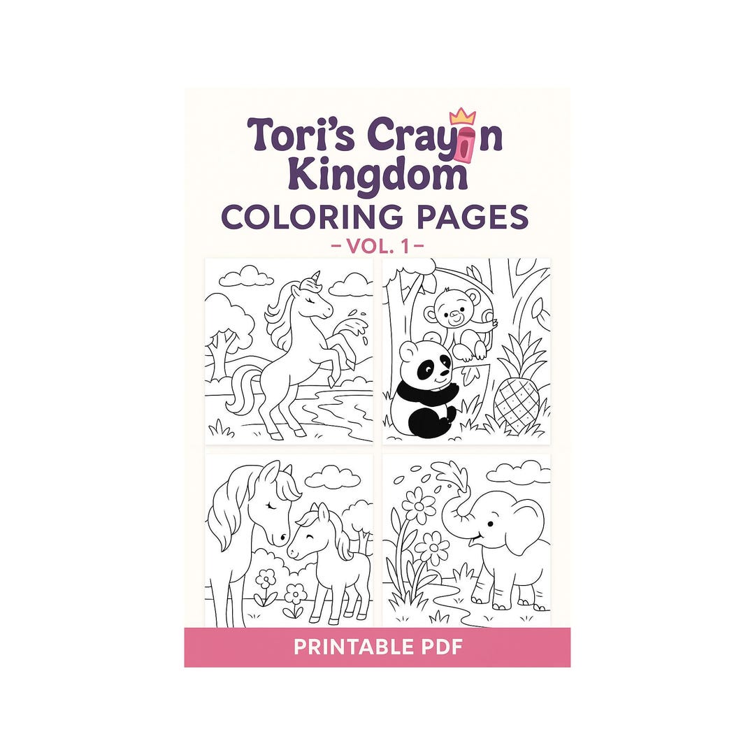 Tori’s Crayon Kingdom Coloring Pages – Vol. 1 Unicorn, Panda, Horse ...