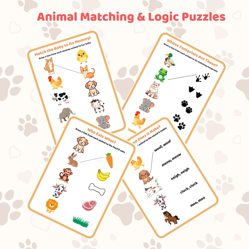 Animal Activity Busy Book: leergames van 50 pagina's (pdf-download) van ...
