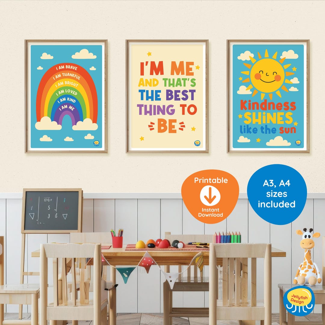 Positive Classroom Poster Set: Growth Mindset Art, Calming Corner (PDF ...