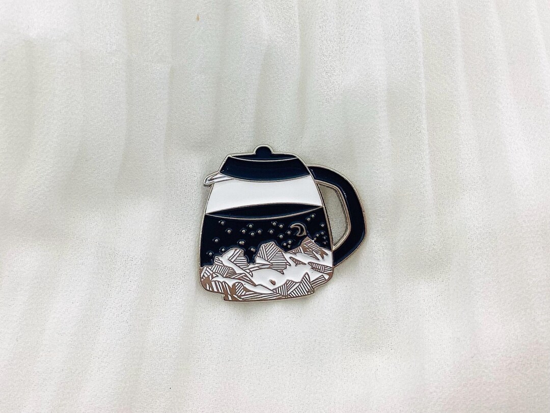 Black and White Enamel Teapot Pin – Original Accessory for Jacket, Bag ...