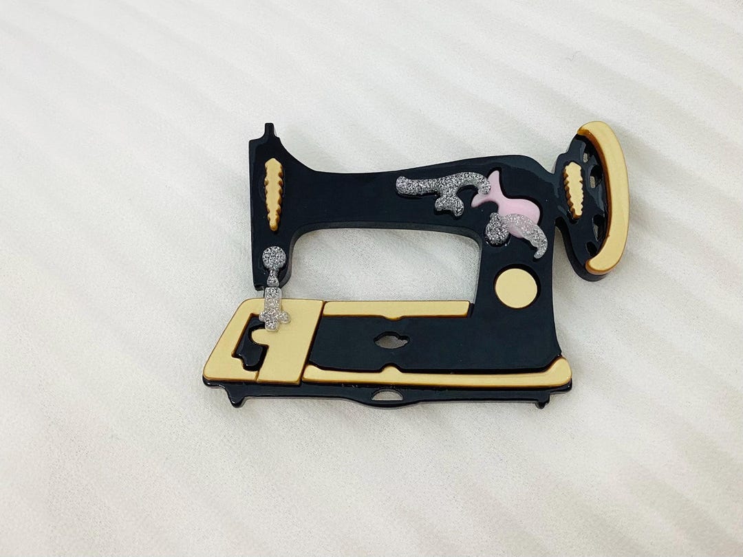 Black & Gold Sewing Machine Brooch | Creative Sewing Brooch | Original ...