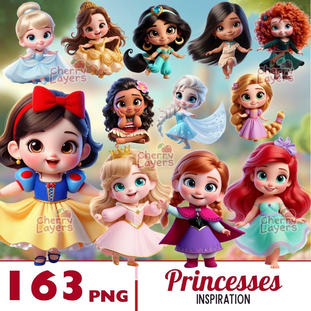 3D Princesses Clipart, Baby Toddler Princesses Png Bundle, Princess ...