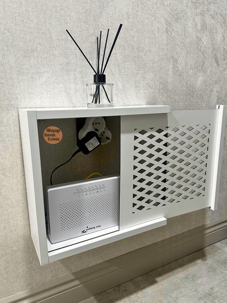 Wall Mounted Wooden Wifi Router Box - Modern Cable Organizer Shelf ...