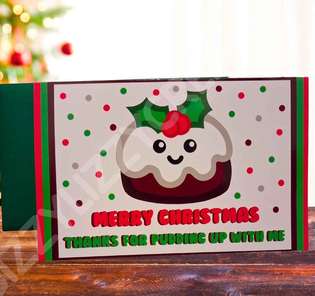 Thanks for Pudding up With Me | Funny Pun Christmas Card - Etsy