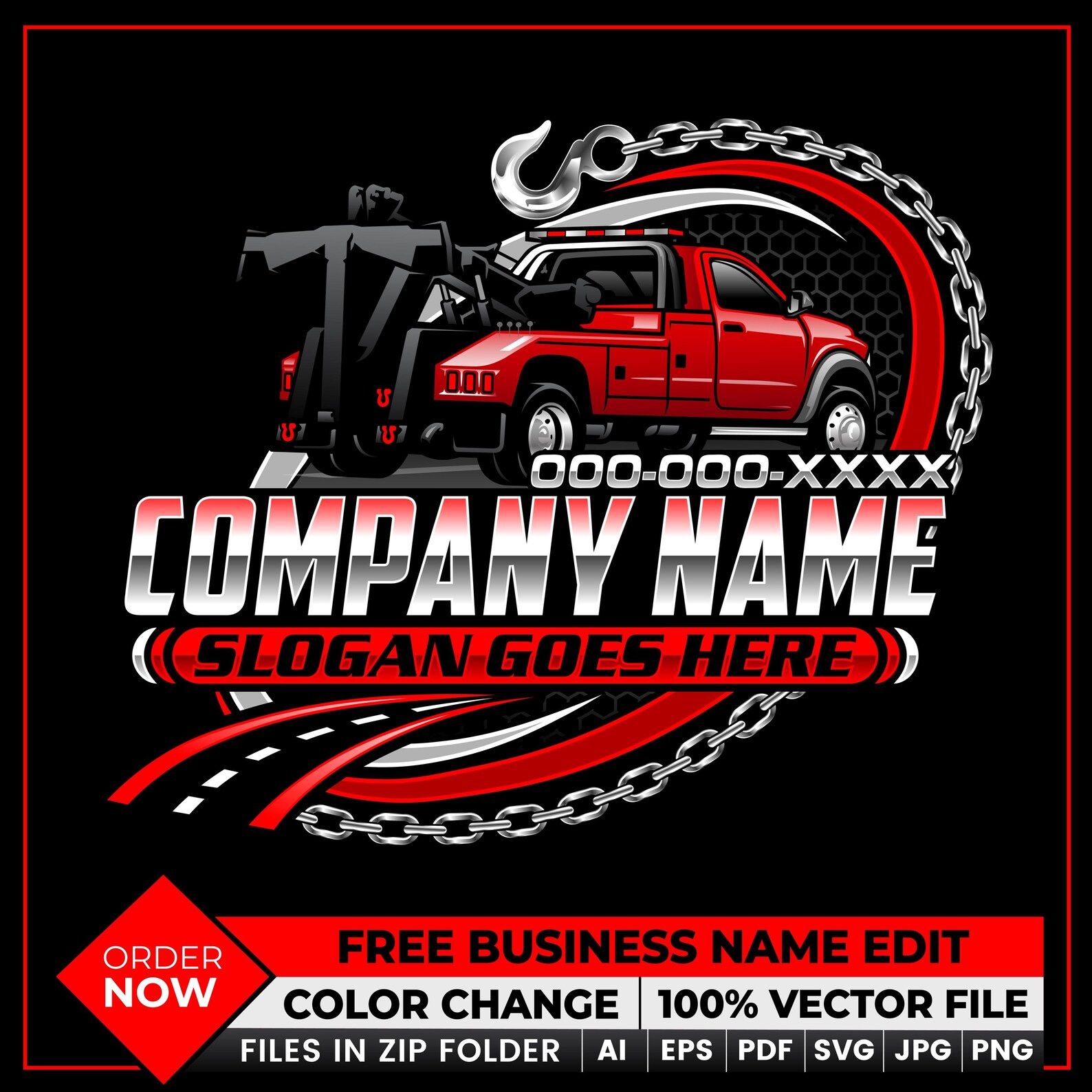 Towing Logo, Tow Truck Logo, Towing Car Logo, Wrecker Truck Logo With ...