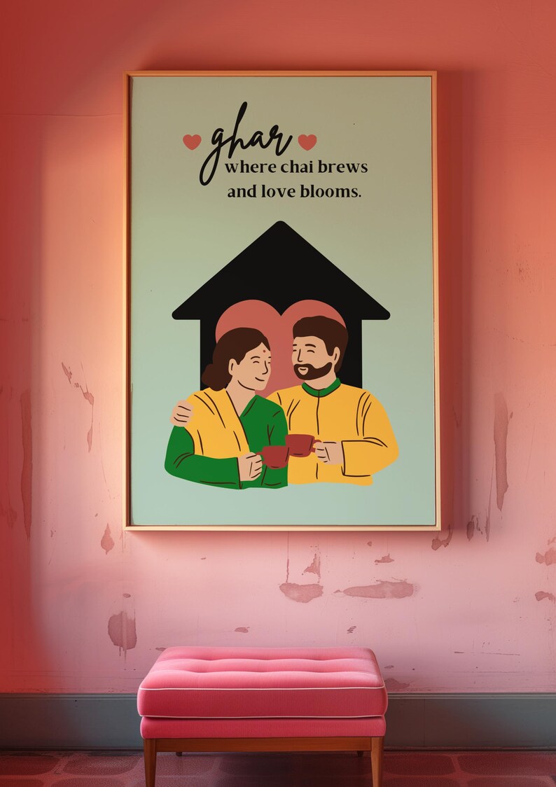 Indian Couple Wall Art, Indian Chai Wall Art, Ghar House, Hindi Phrases ...