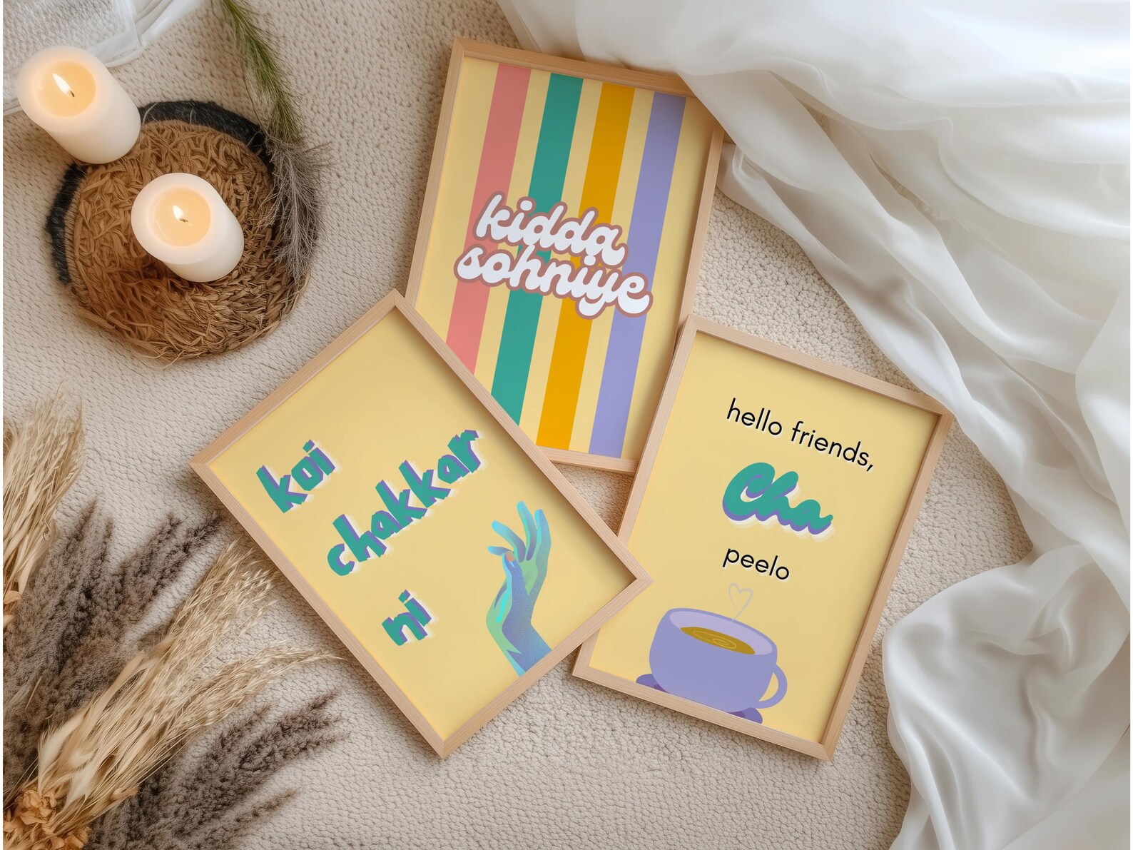 Punjabi Wall Art Set | Punjabi Phrases | Cha Peelo | Kidda Sohniye ...