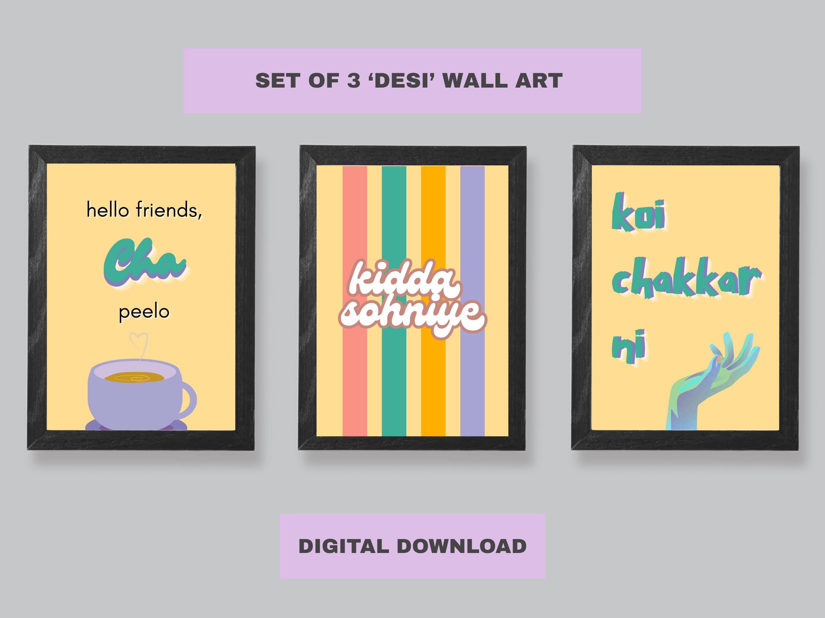 Punjabi Wall Art Set | Punjabi Phrases | Cha Peelo | Kidda Sohniye ...