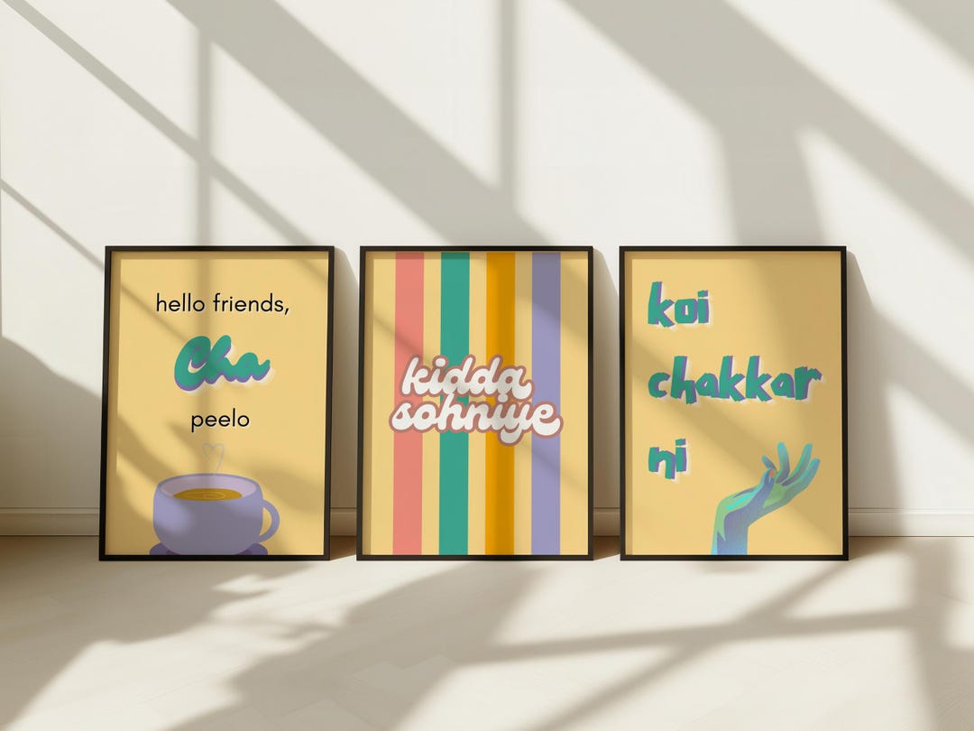 Punjabi Wall Art Set | Punjabi Phrases | Cha Peelo | Kidda Sohniye ...