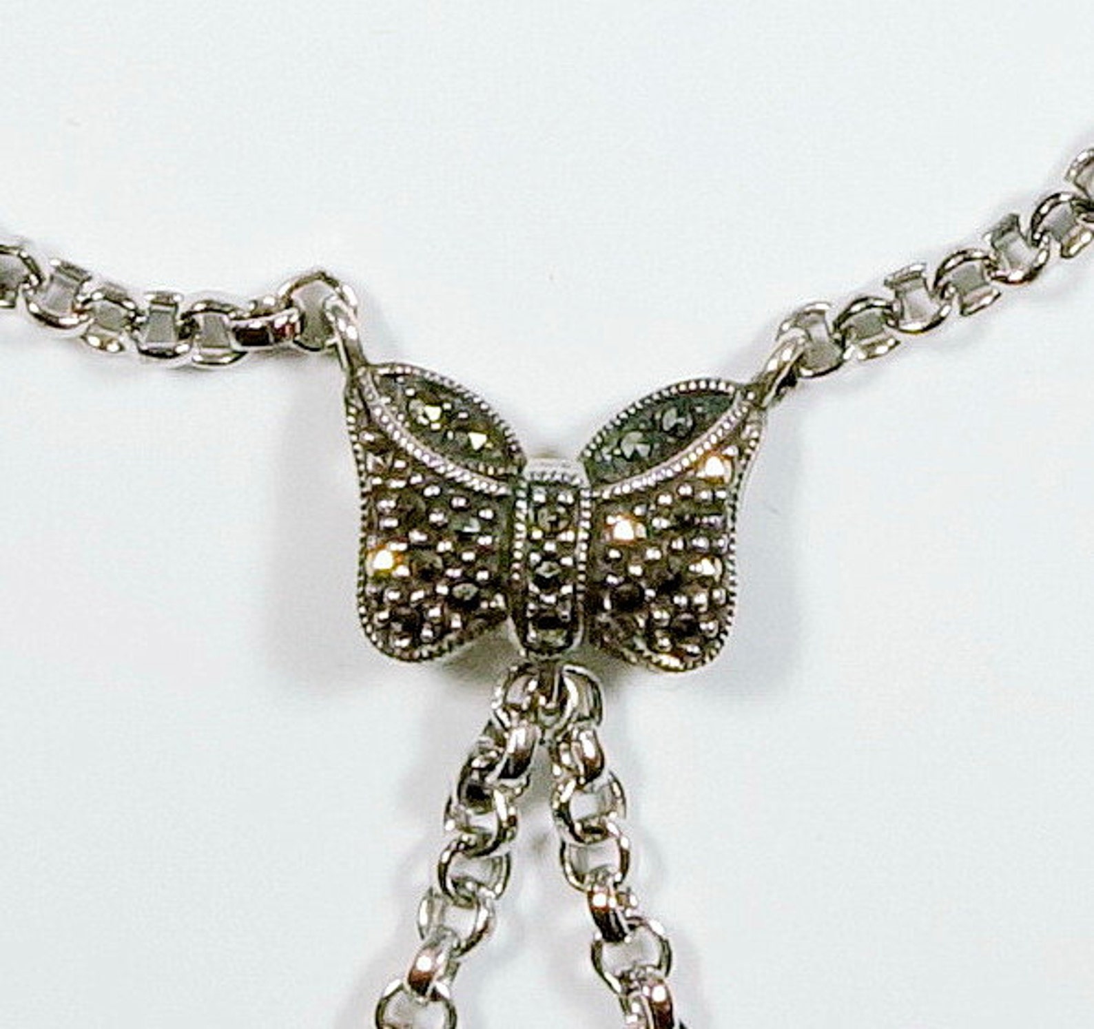 Judith Jack Collectors Vintage Marcasite Bowtie Pearl Lariat - Etsy
