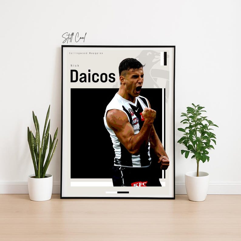 Nick Daicos Poster – Collingwood Magpies AFL Wall Art | Footy Digital ...