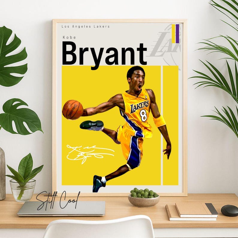 Kobe Bryant Poster – Los Angeles Lakers Wall Art | Iconic No. 8 Slam ...
