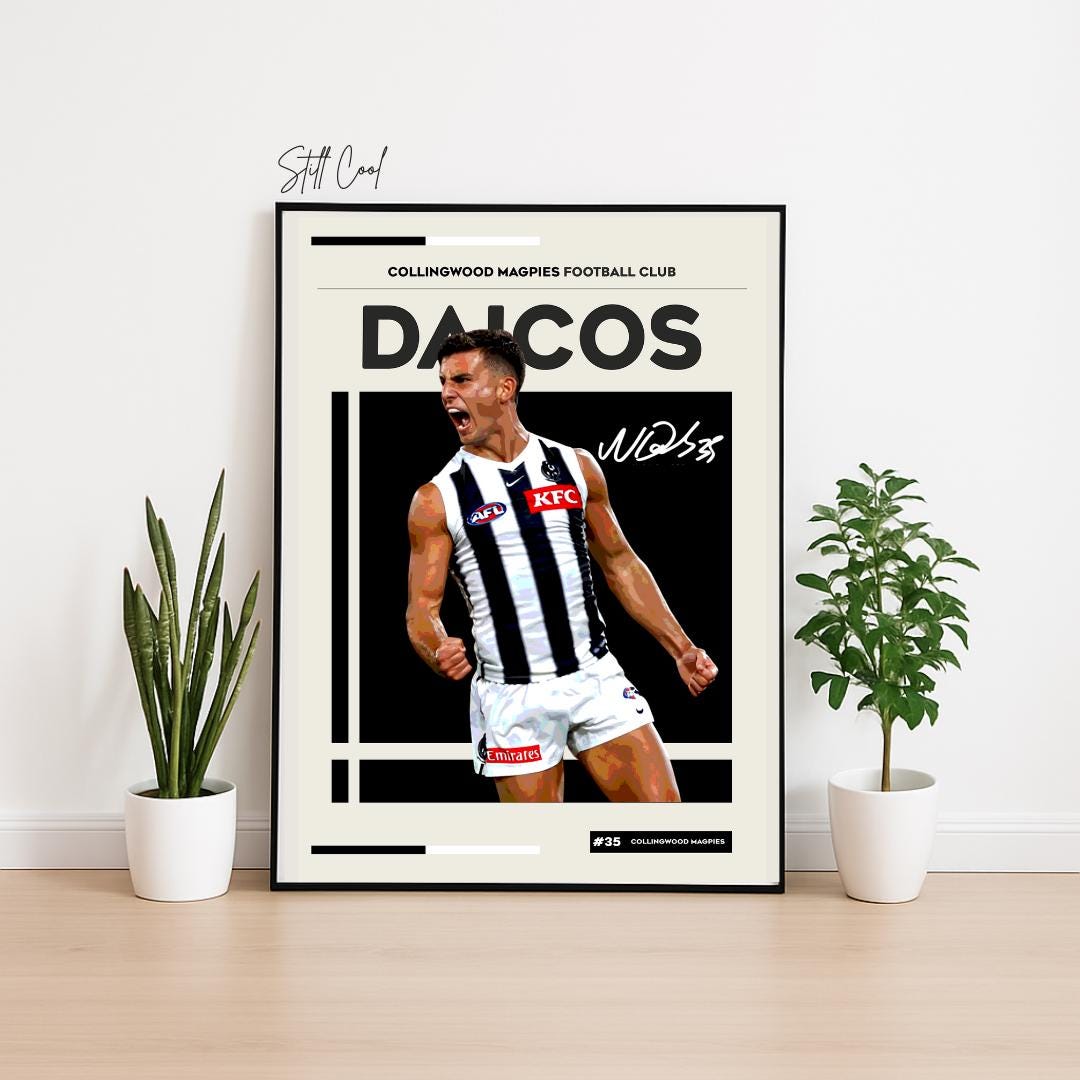 Nick Daicos Collingwood Magpies AFL Print | Digital Wall Art | Footy ...