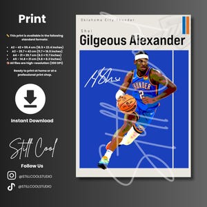 Shai Gilgeous-alexander Poster – OKC Thunder NBA Wall Art | Basketball ...