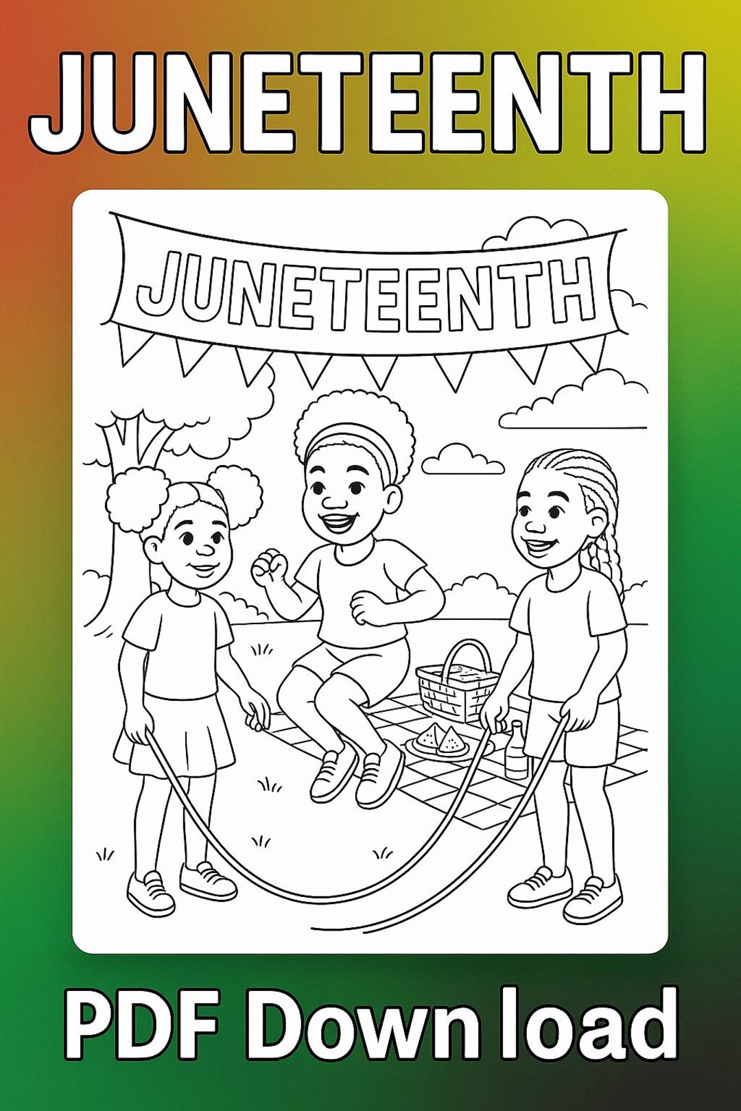 2 Juneteenth Coloring Pages | Black Girls Jumping Rope | Black Boys ...
