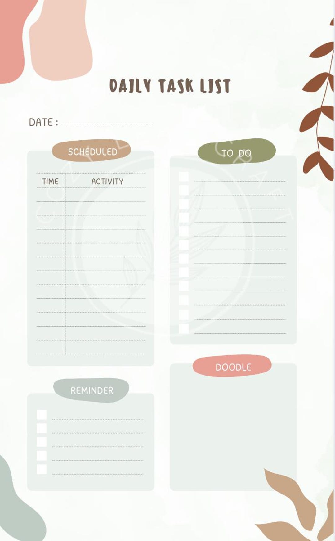 Mid-century Daily Task List | Printable To-do Sheet With Schedule ...