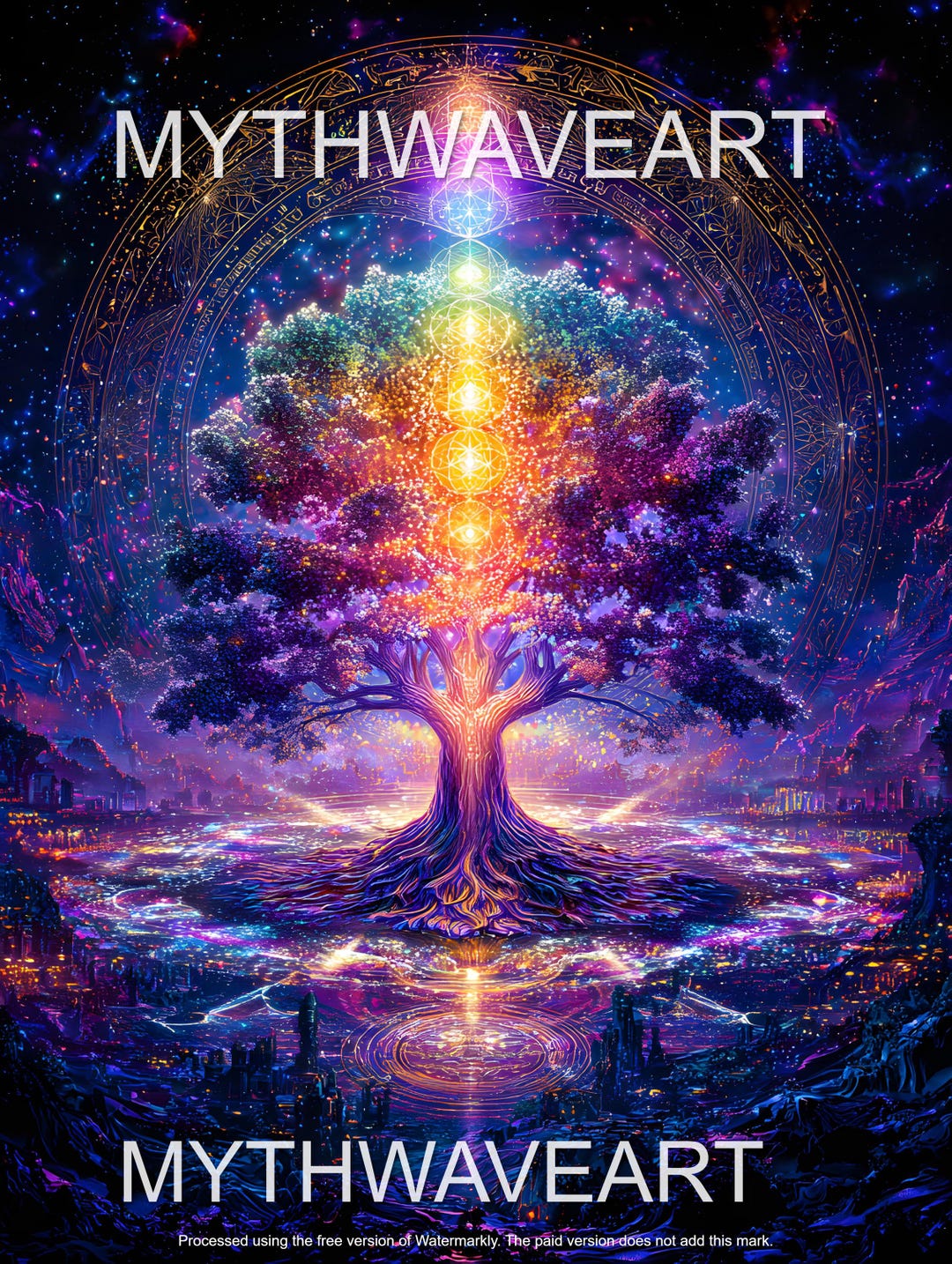 Tree of Life Chakra Art Print – Sacred Geometry, Psychedelic Decor ...