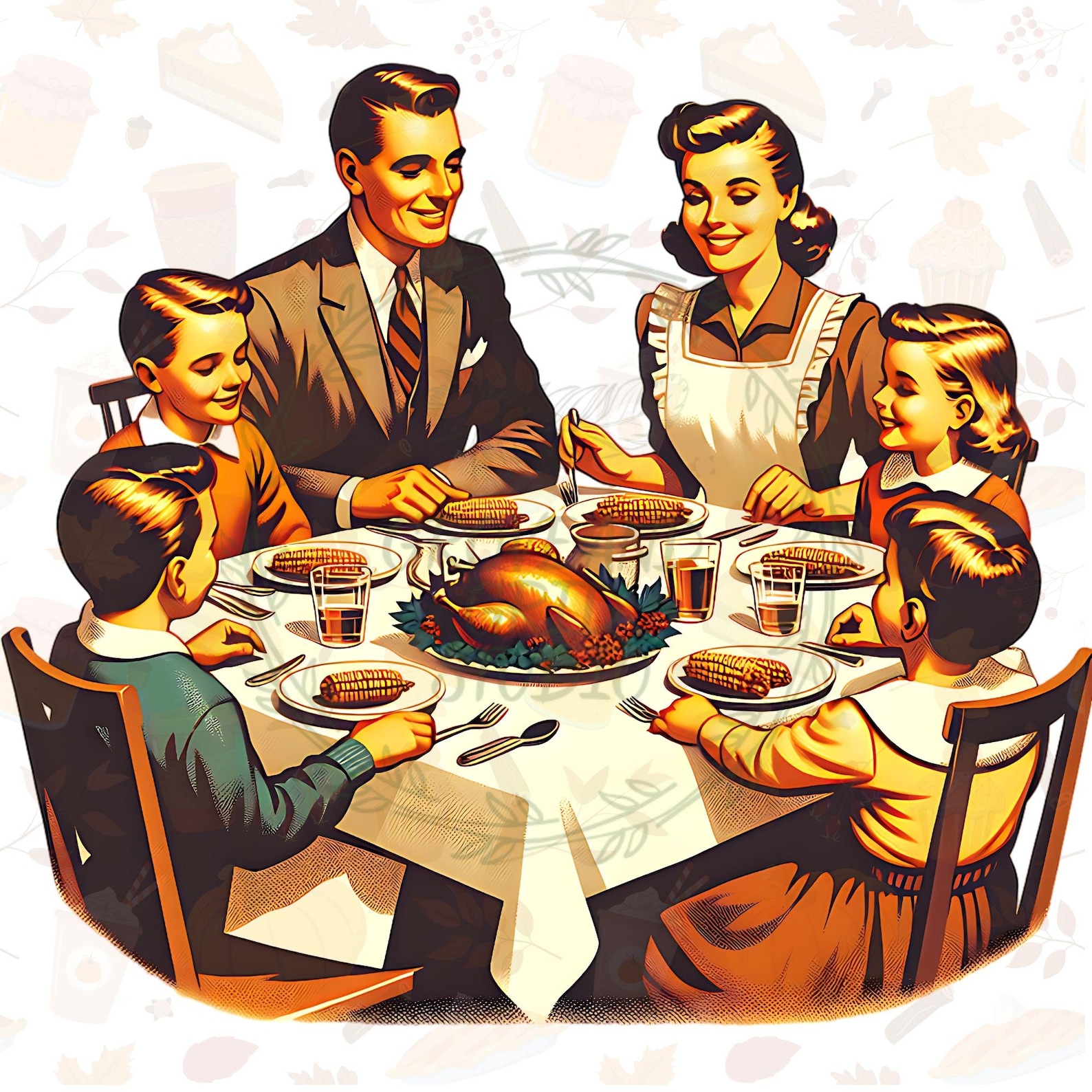Retro Thanksgiving Clipart Set: Vintage Autumn Graphics for DIY ...