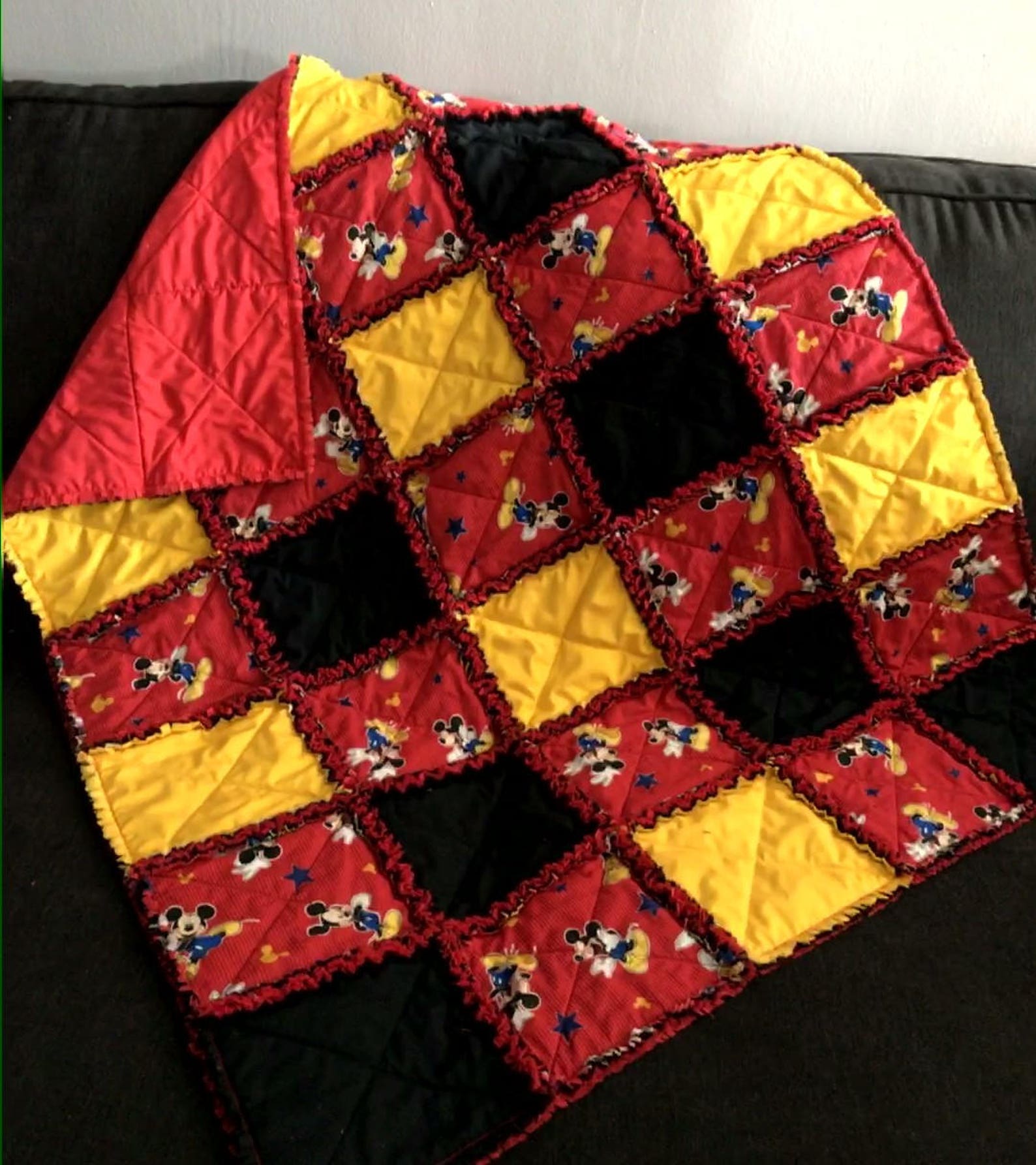Mickey Mouse Baby Rag Quilt Handmade 1 of A Kind Baby Rag - Etsy
