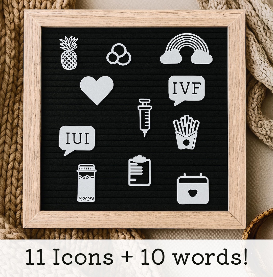 IVF Letter Board Icons: Rainbow Baby, Embryo, Pineapple - 21 Piece Set ...