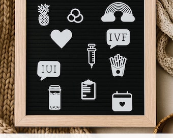 IVF Letter Board Icons: Rainbow Baby, Embryo, Pineapple - 21 Piece Set ...