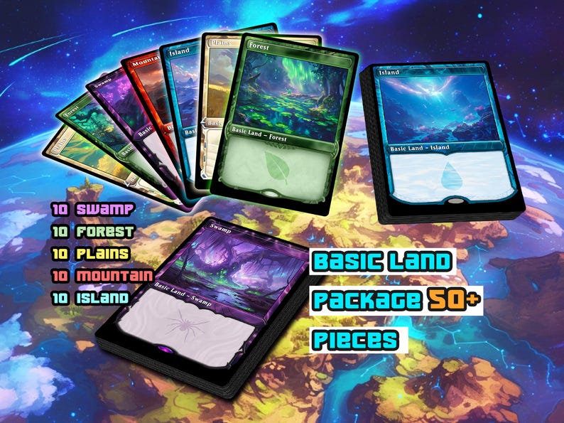 Basic Land Set - 50 Card Bundles - Cards for EDH/CEDH - Custom Cards ...
