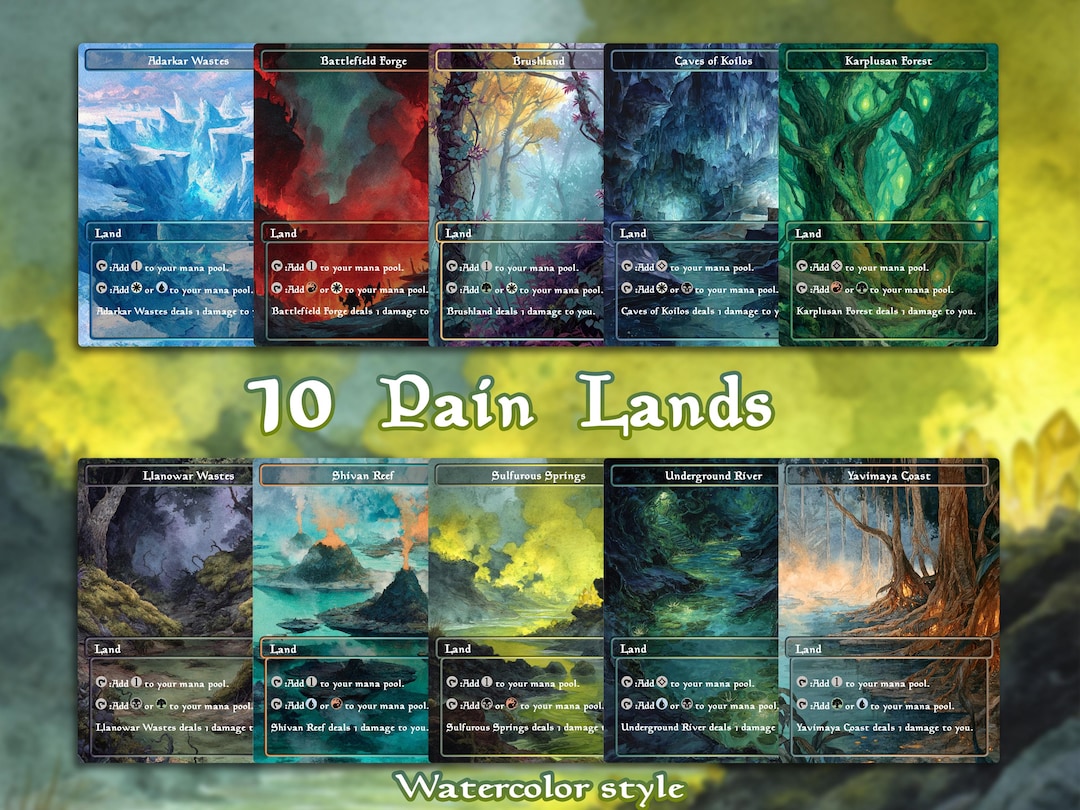 Pain Land Bundle 10 Cards Custom Magic Card，high Quality Cards ...