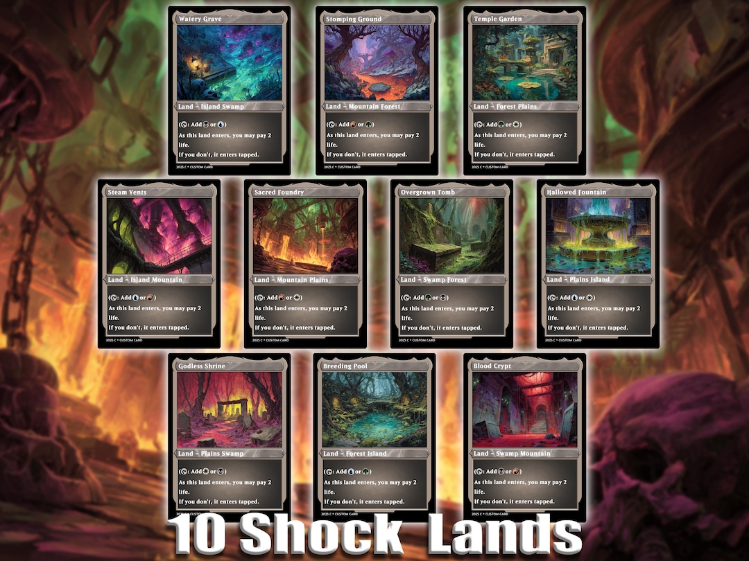 Shock Land Bundle 10 Cards Custom Magic Card,high Quality Cards,old ...